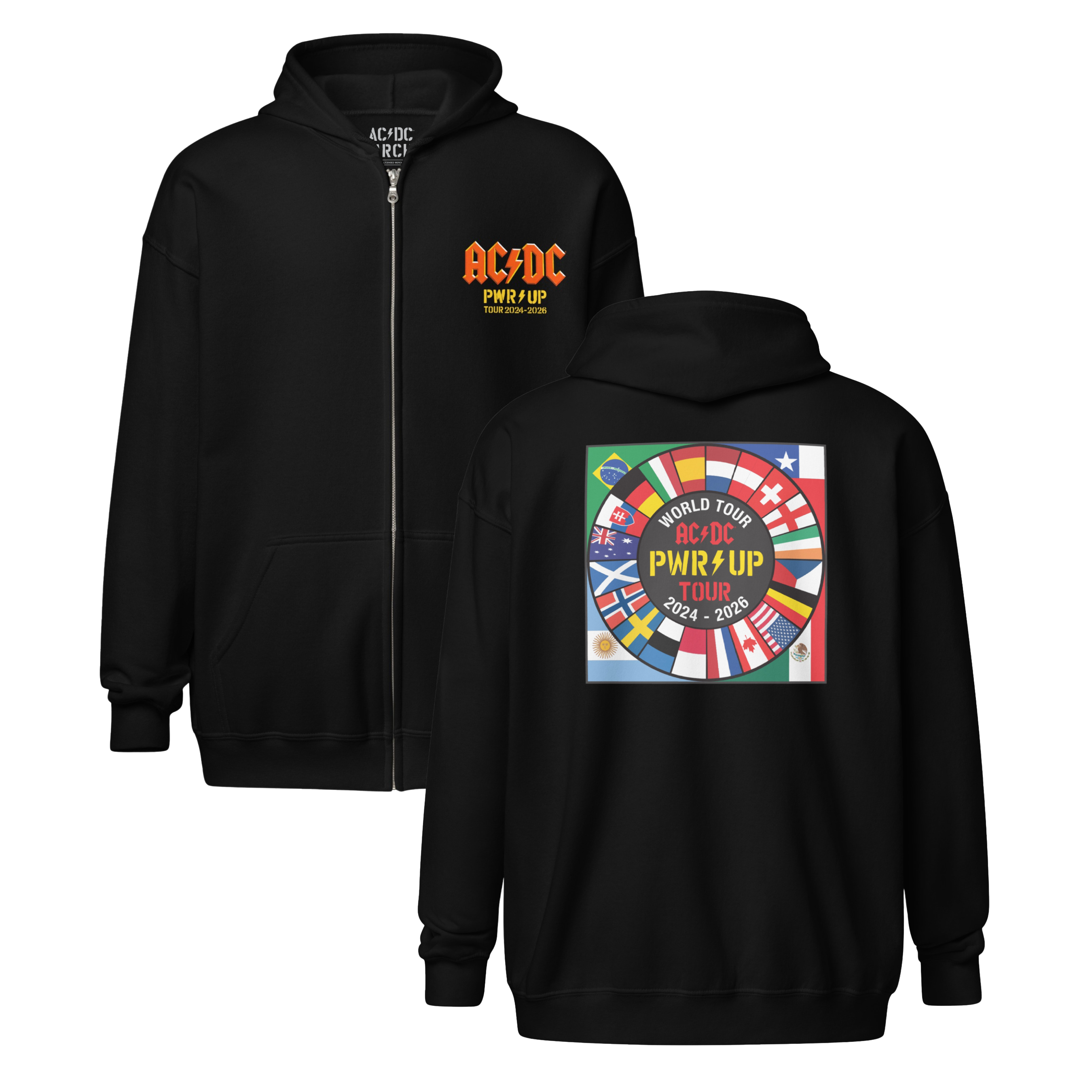 PWR UP World Tour Flags Zip Hoodie – AC/DC